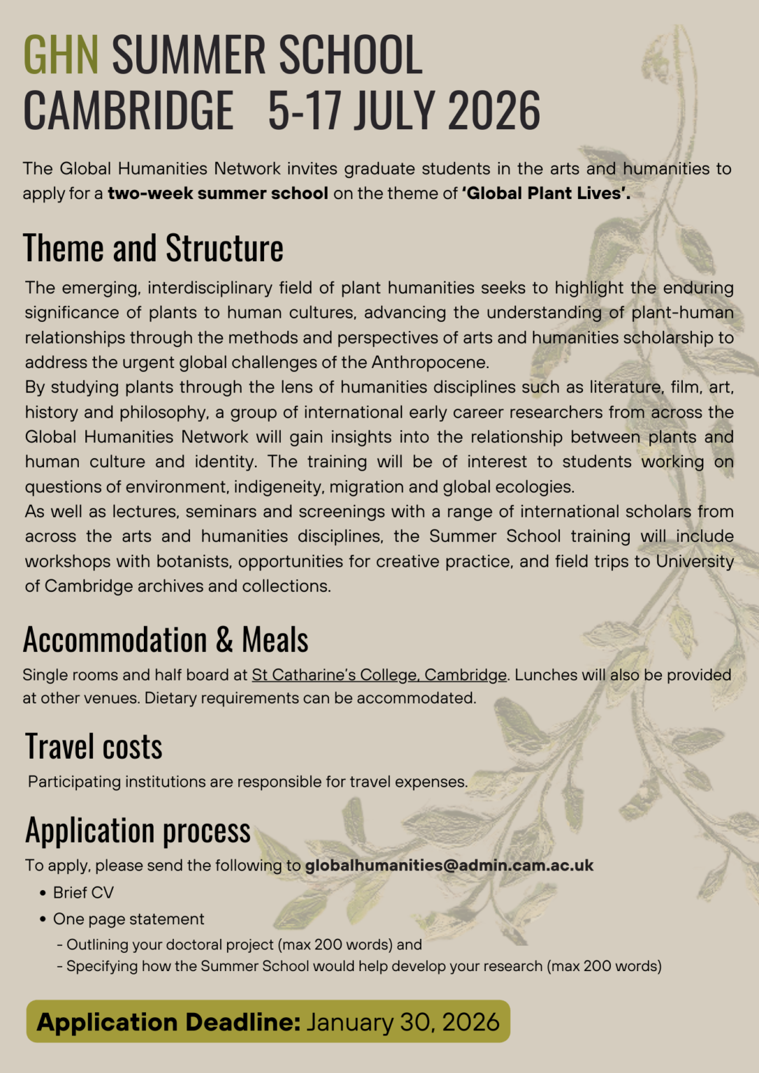 Global Humanities Summer School 2026 – Global Humanities Network